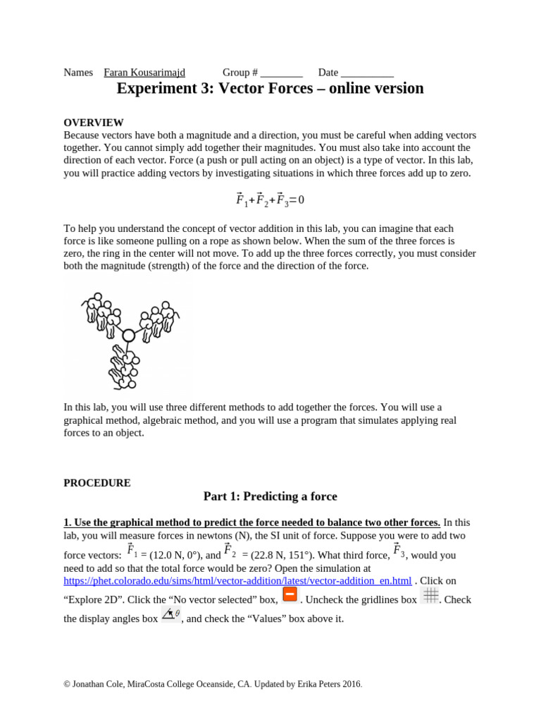 Vector Forces Experiment Overview | PDF | Force | Euclidean Vector