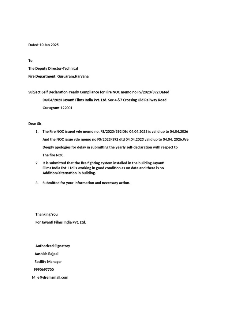 Fire Declaration | PDF
