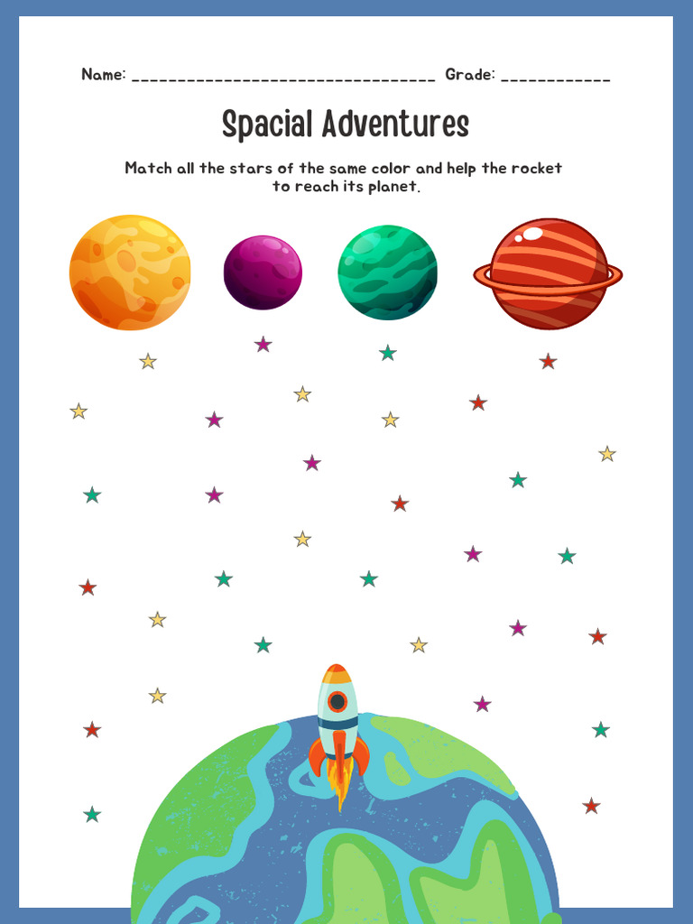 Spacial Adventures Matching Activity Worksheet in Colorful Illustrative ...