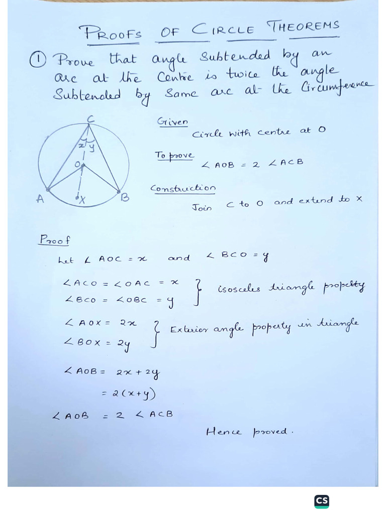 Proofs of Circle Theorems | PDF