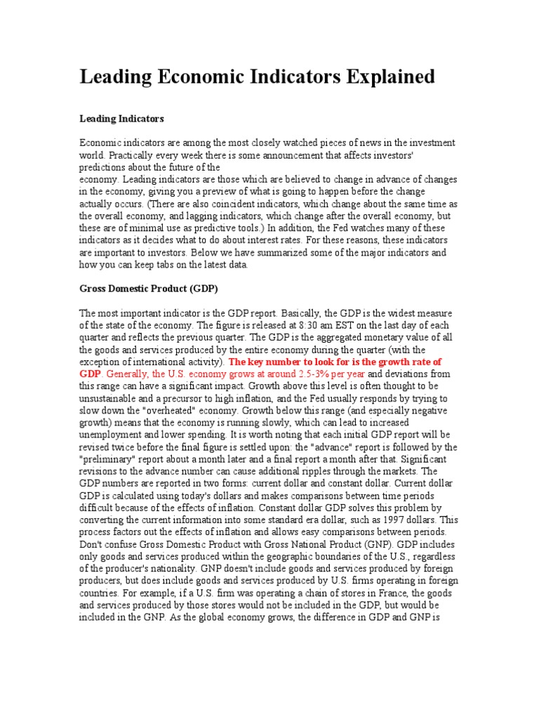 Leading Economic Indicators Explained | PDF | Consumer Price Index ...