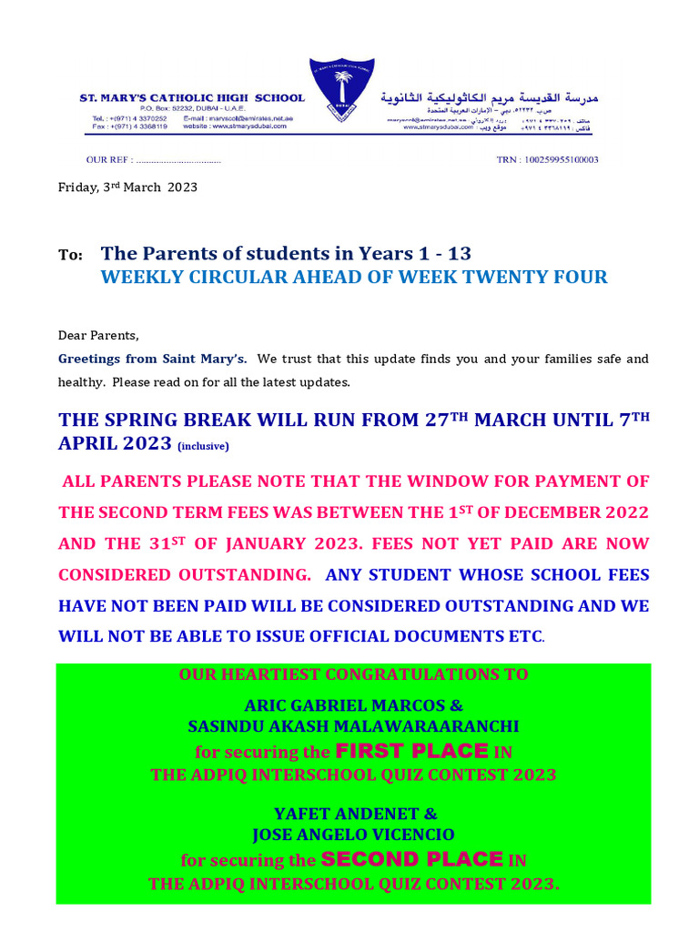 Weekly Circular 3rd March 2023 | PDF | Travel Visa