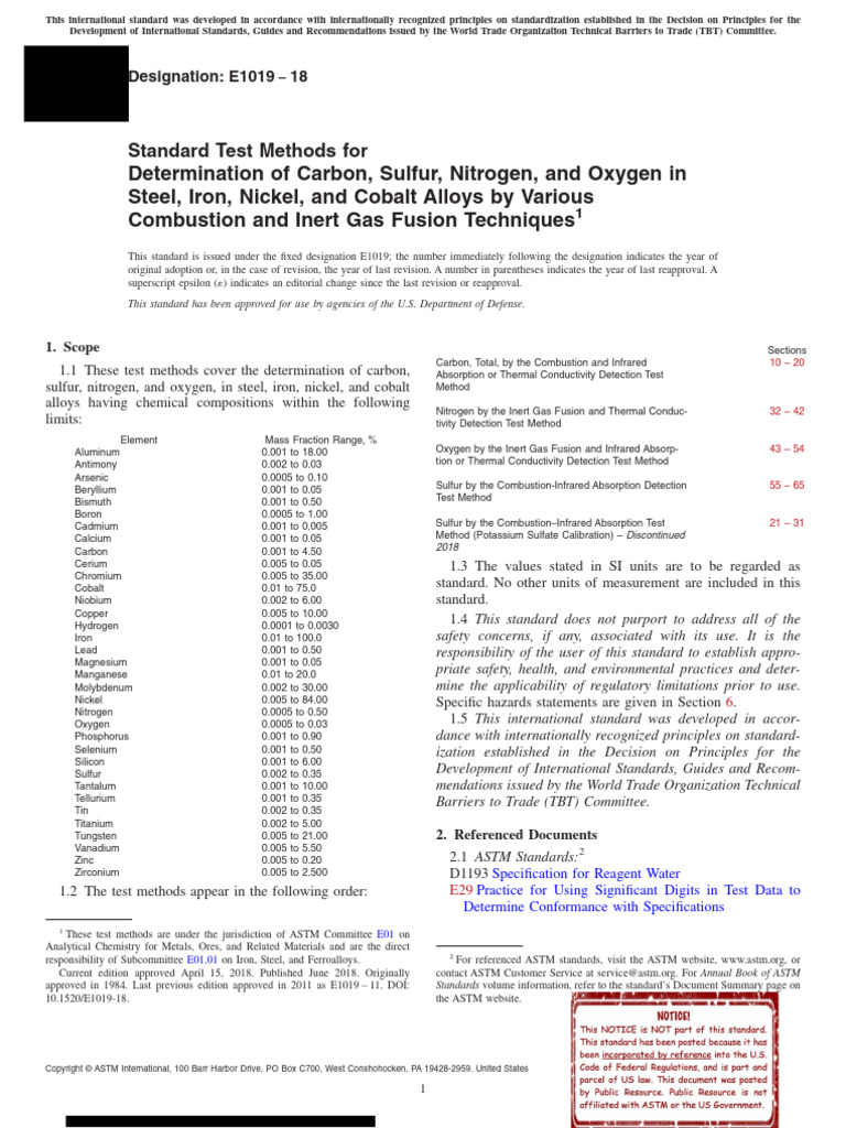 Carbon, Sulfur, Nitrogen, Oxygen Testing Standards | PDF | Carbon ...