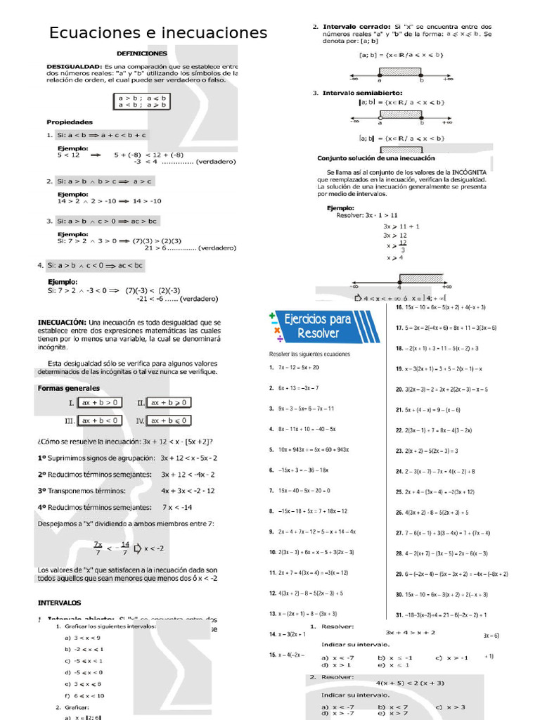 Ecuaciones e Inecuaciones | PDF