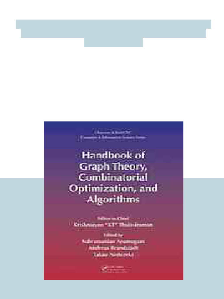 Handbook of Graph Theory Combinatorial Optimization and Algorithms 1st Edition Subramanian ...