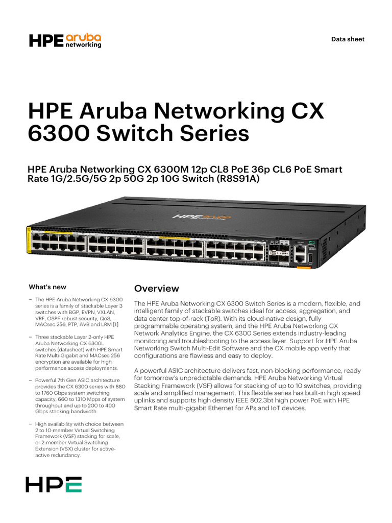 HPE Aruba CX 6300 Switch Series Overview | PDF | Computer Network ...