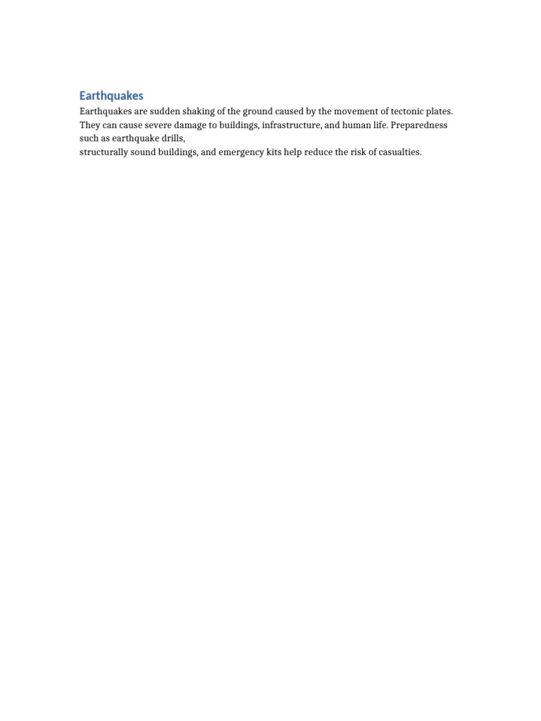 Understanding Earthquakes and Preparedness | PDF