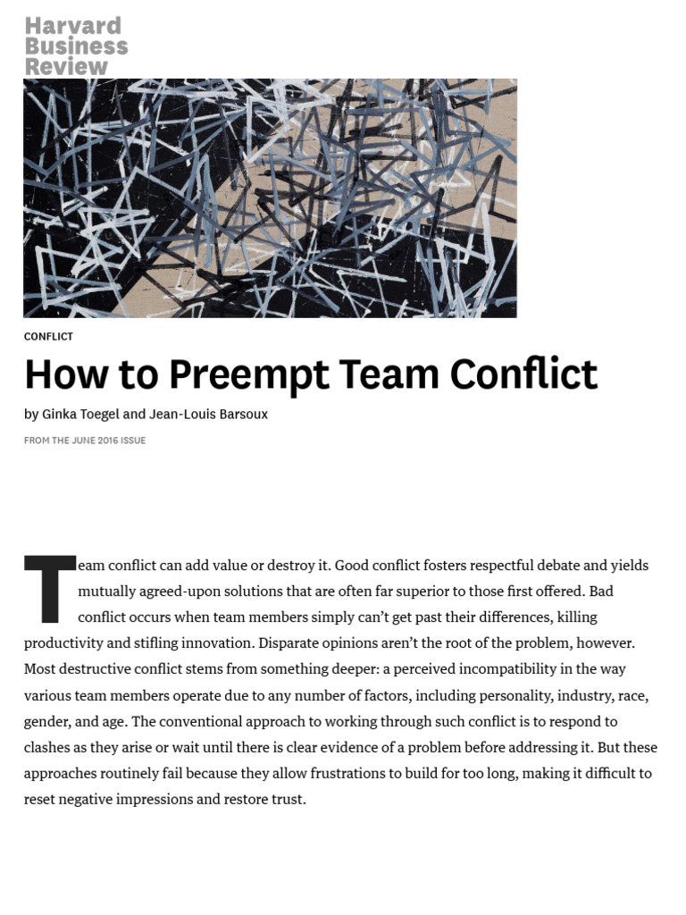 Preempting Team Conflict Strategies | PDF | Emotions | Anger