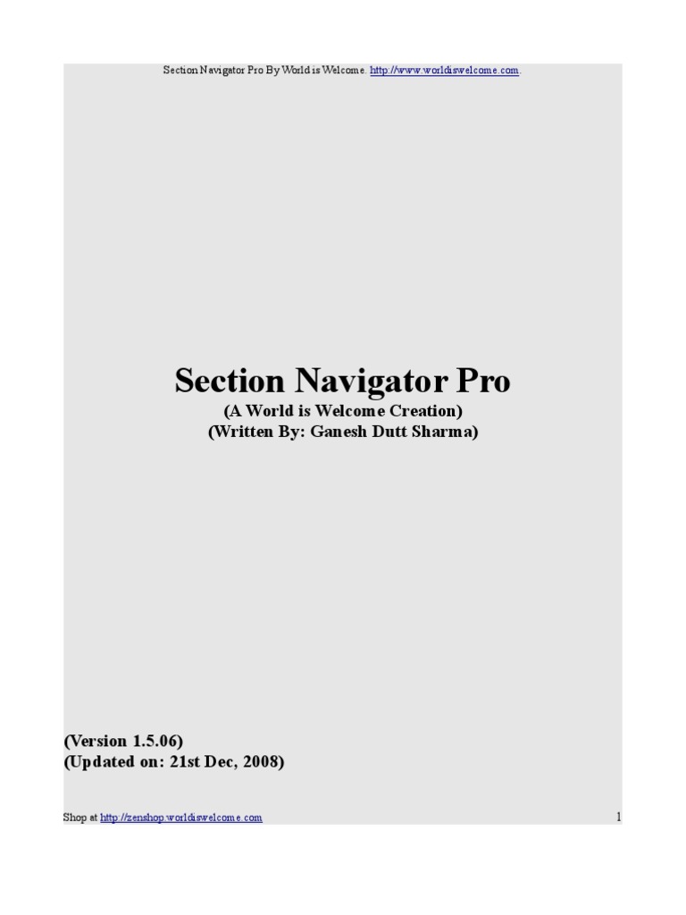 Section Navigator Pro User Guide | PDF | Ad Sense | Menu (Computing)