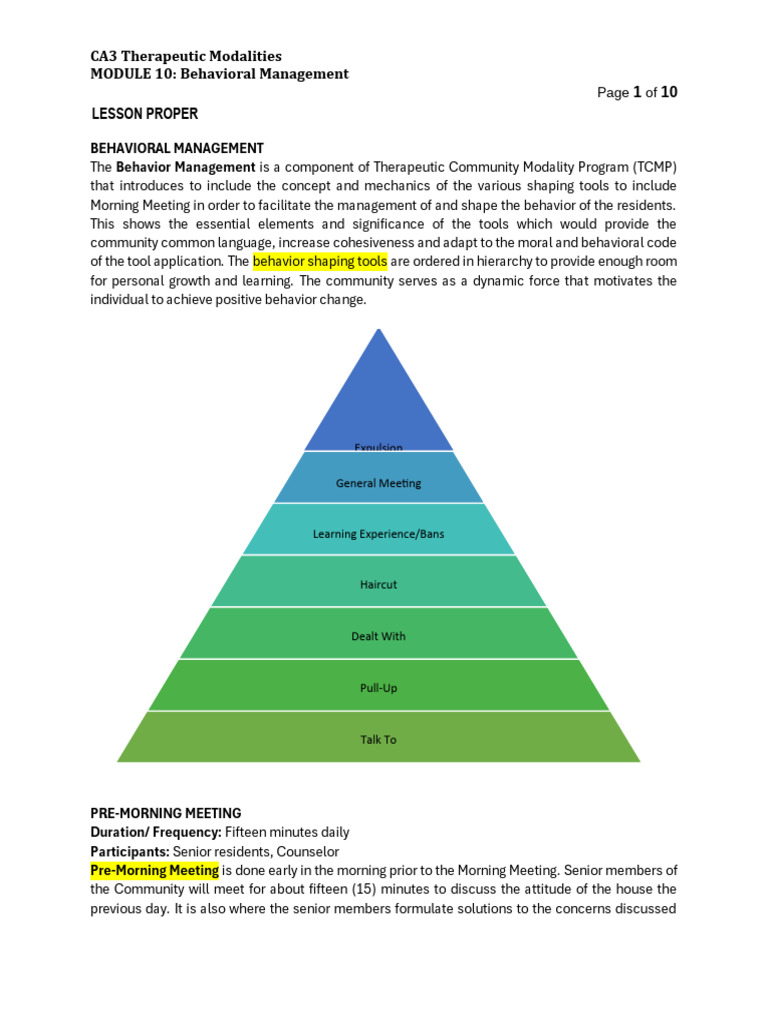 Hierarchy of Behavior Shaping Tools | PDF | Learning | Psychological ...