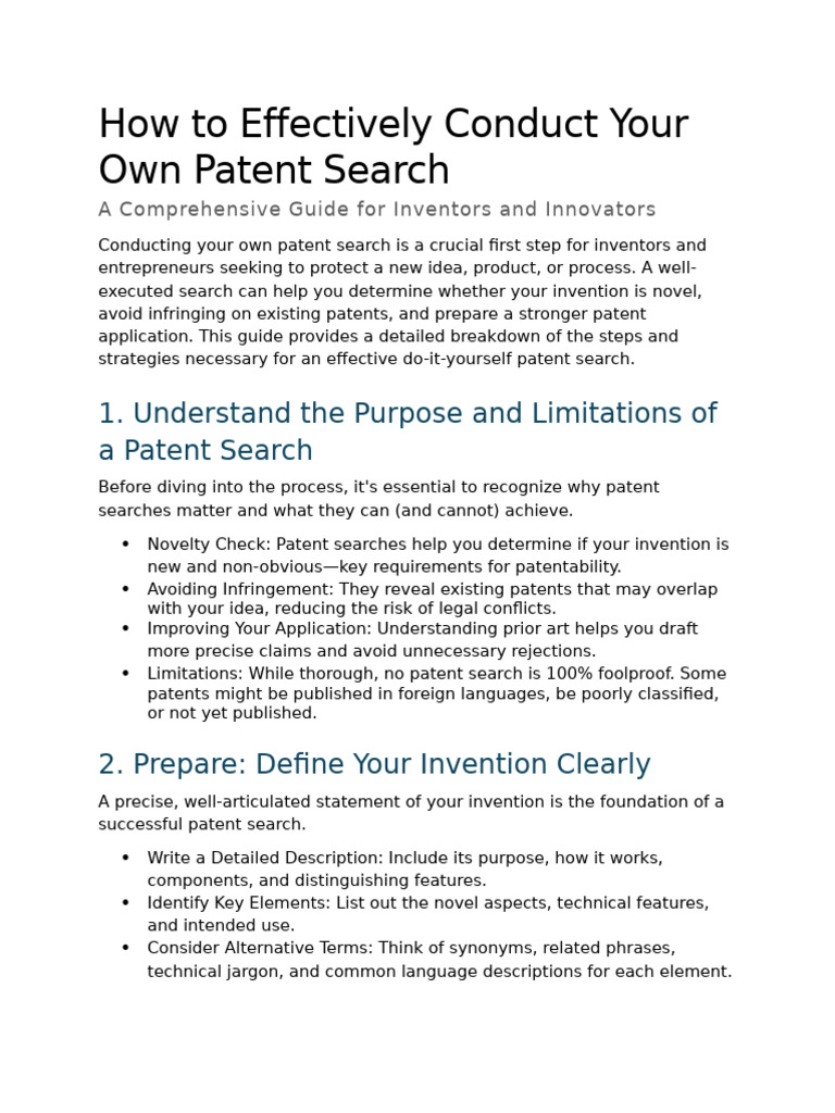 Conducting Your Own Patent Search | PDF | Prior Art | Patent
