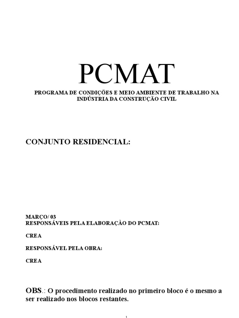PCMAT Modelo Simplificado | PDF