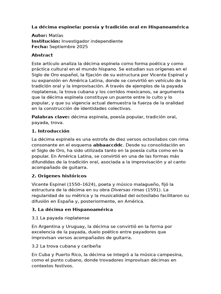 La Décima | PDF | Poesía