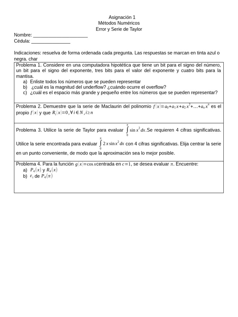 A1 2025 Error y Serie Taylor | PDF