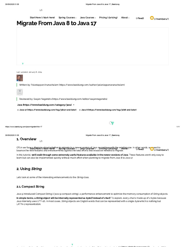 Migrate From Java 8 to Java 17 _ Baeldung | PDF | Class (Computer ...