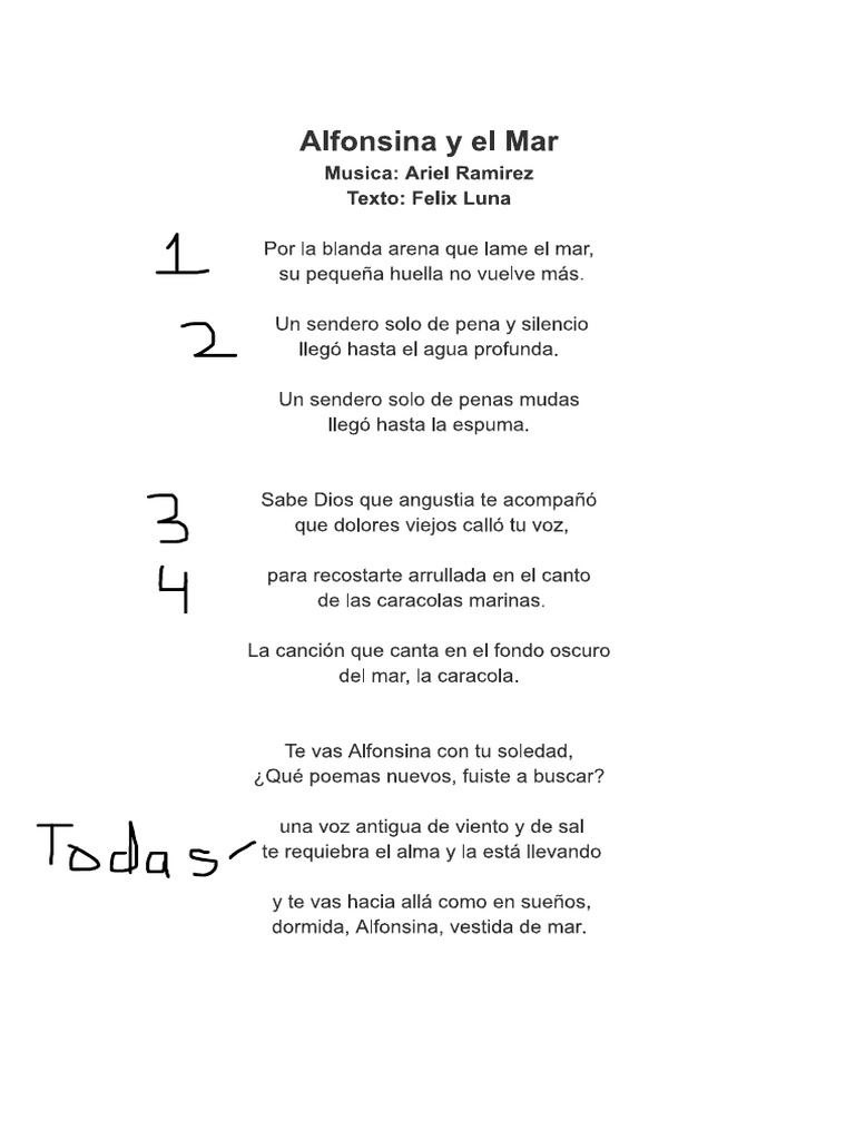 Alfonsina y El Mar Letra | PDF