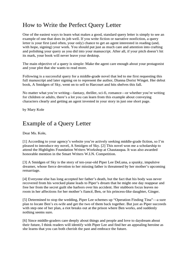 How To Write The Perfect Query Letter | PDF