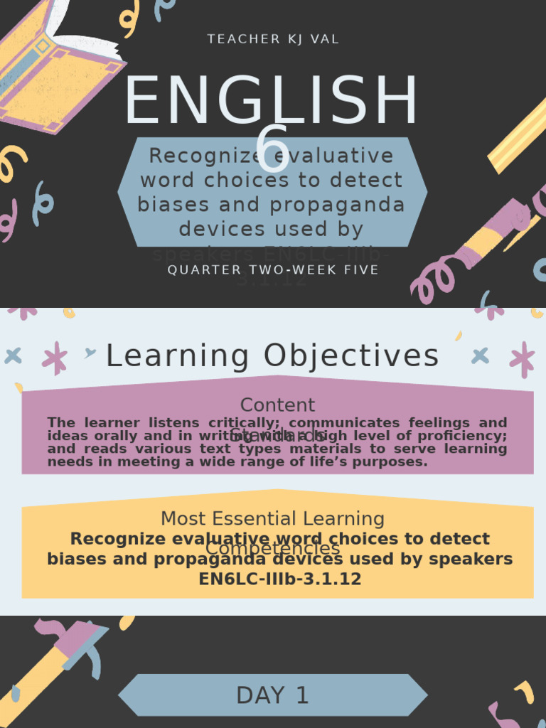 English 6 q2 Week 5 by Teacher KJ Val Files 2024 | PDF | Propaganda ...
