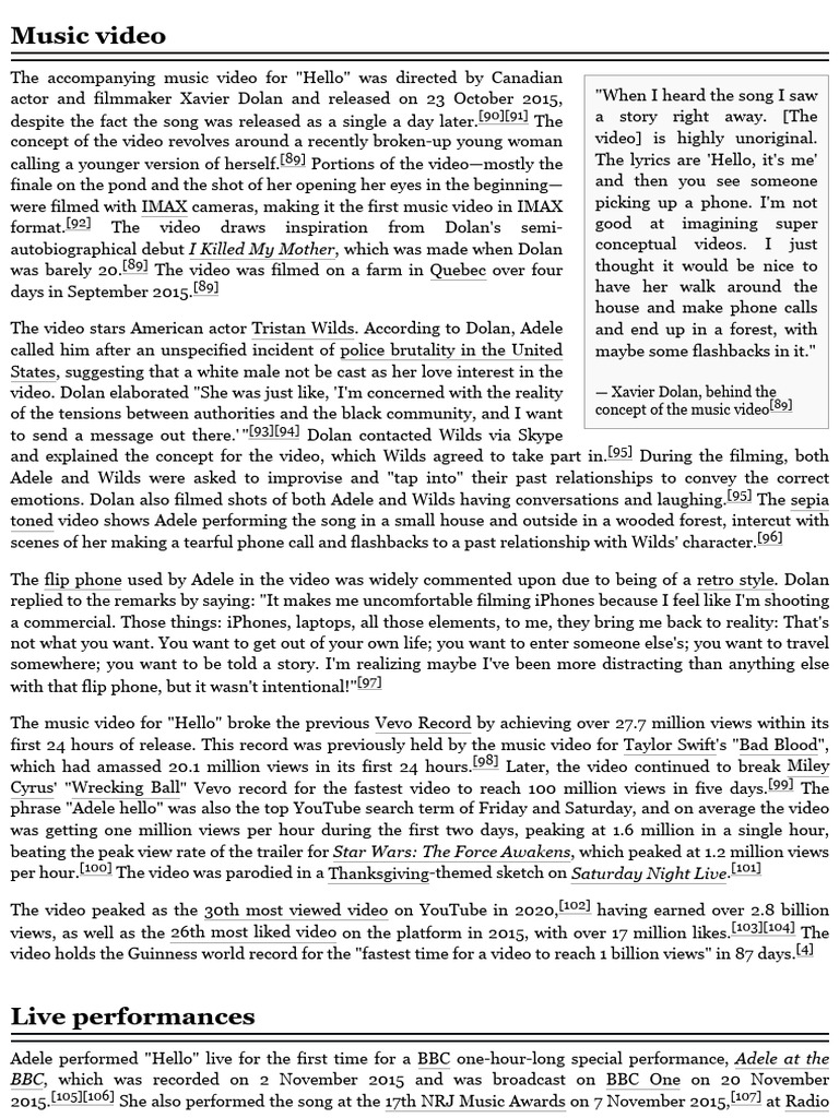 Hello (Adele Song) - Wikipedia-7 | PDF