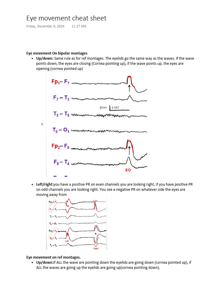 Eye Movement Cheat Sheet | PDF