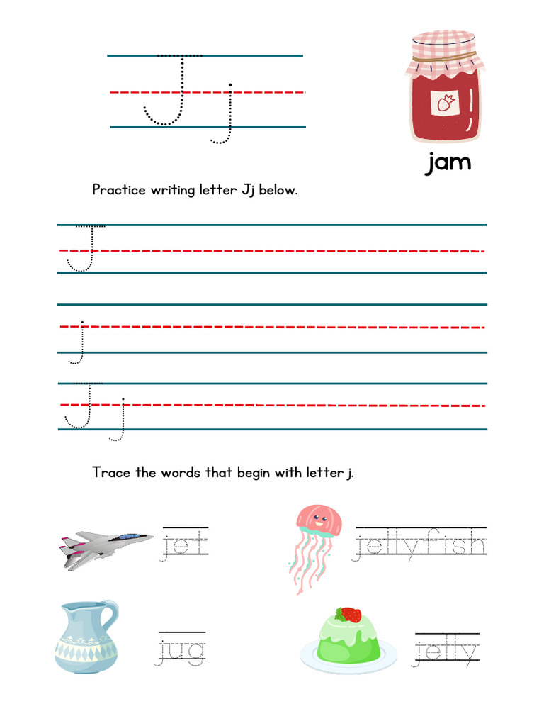 Jj Writing Practice Worksheet | PDF
