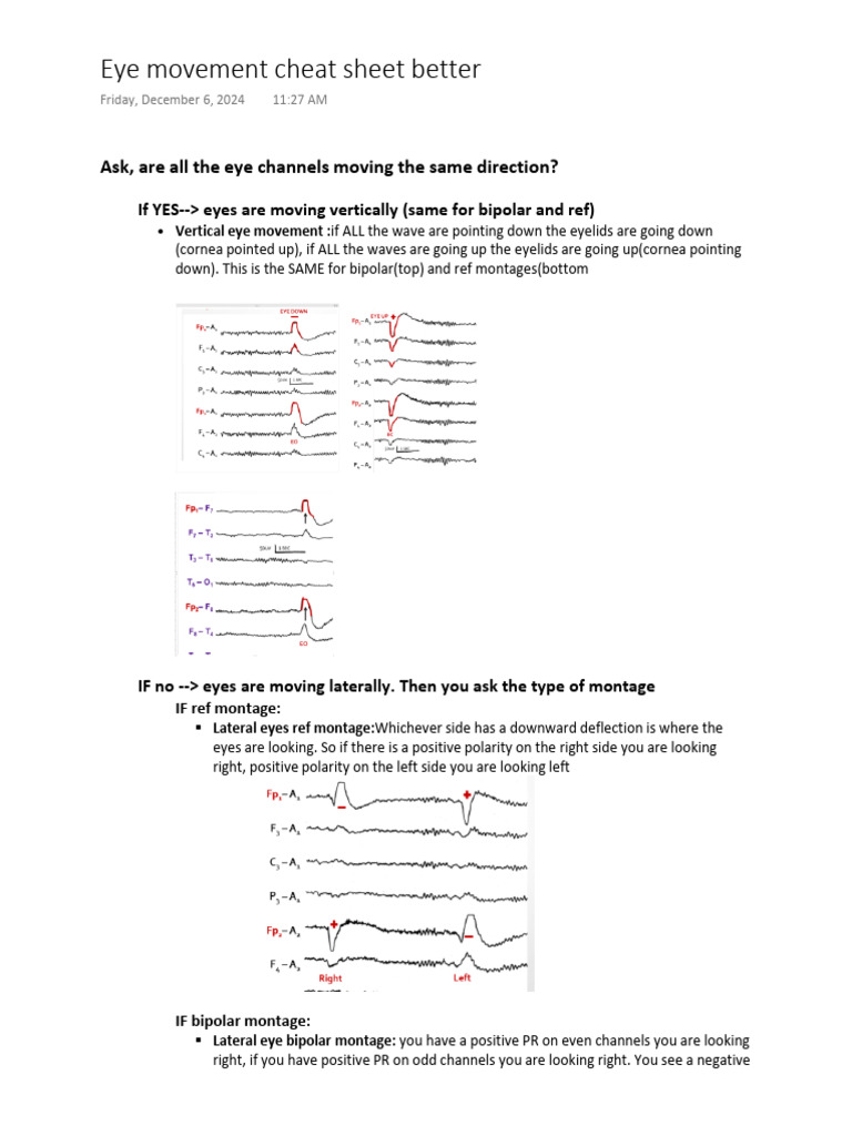 Eye Movement Cheat Sheet Better | PDF