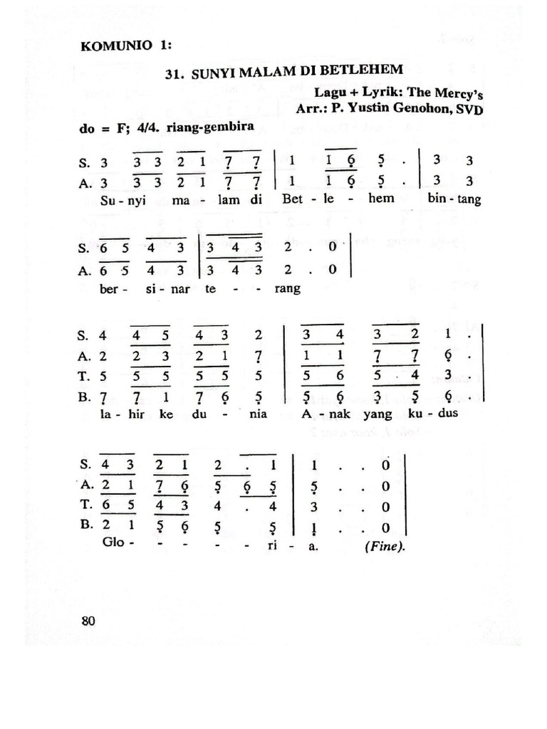 Sunyi Malam Di Betlehem (SATB) | PDF