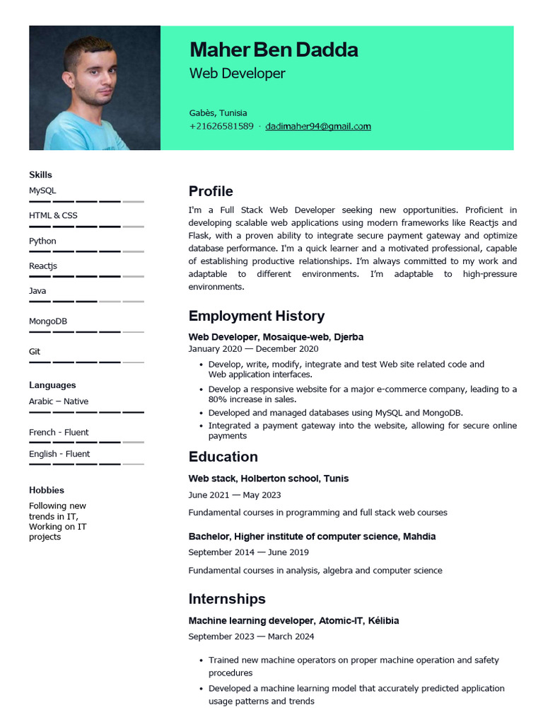 Full Stack Web Developer Profile | PDF