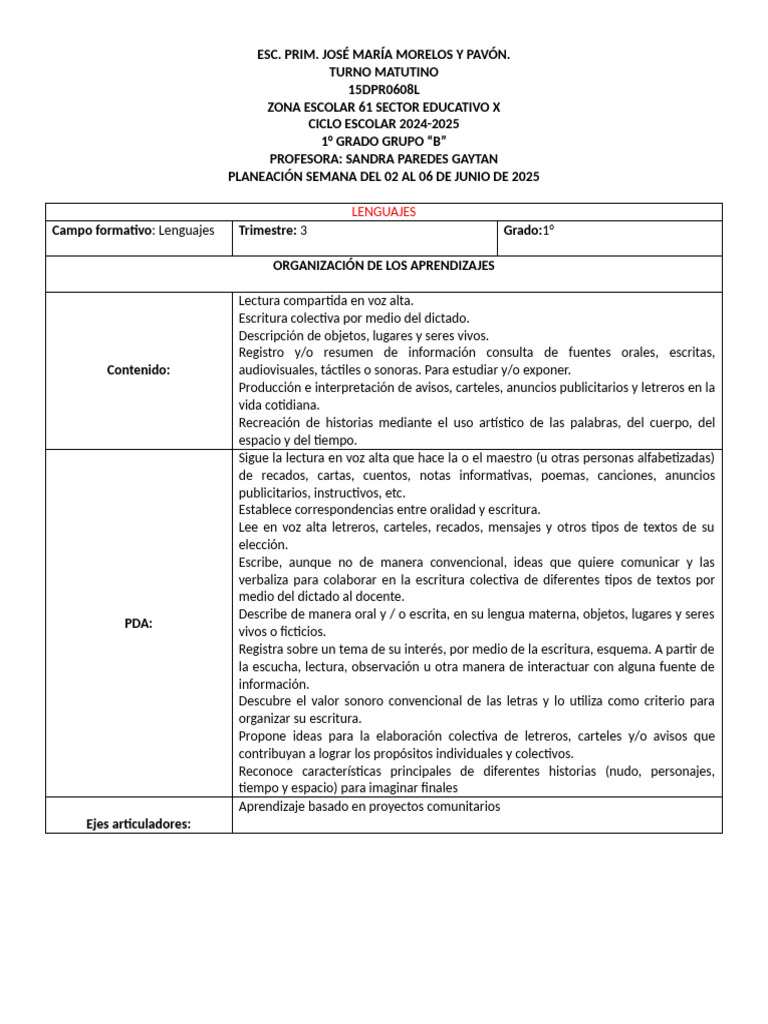 LENGUAJES Semana 1 Junio | PDF | Escritura | Aprendizaje