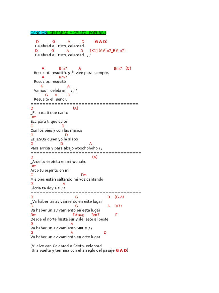Celebrad A Cristo Popurri!-1 | PDF