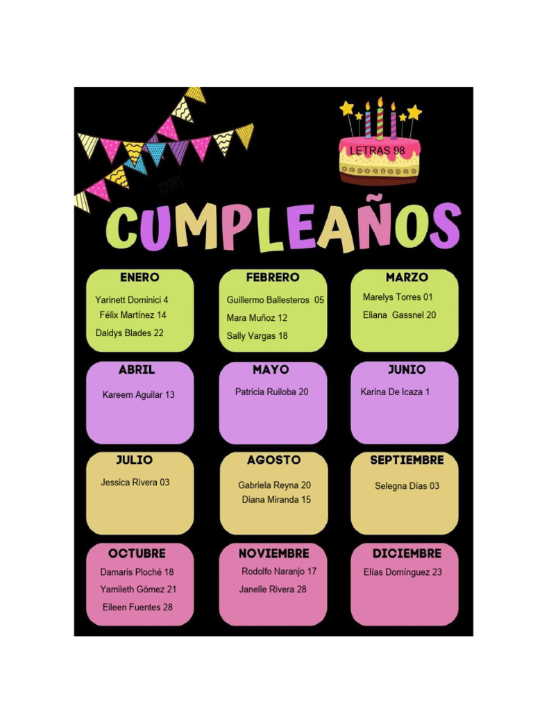 Calendario Letras | PDF