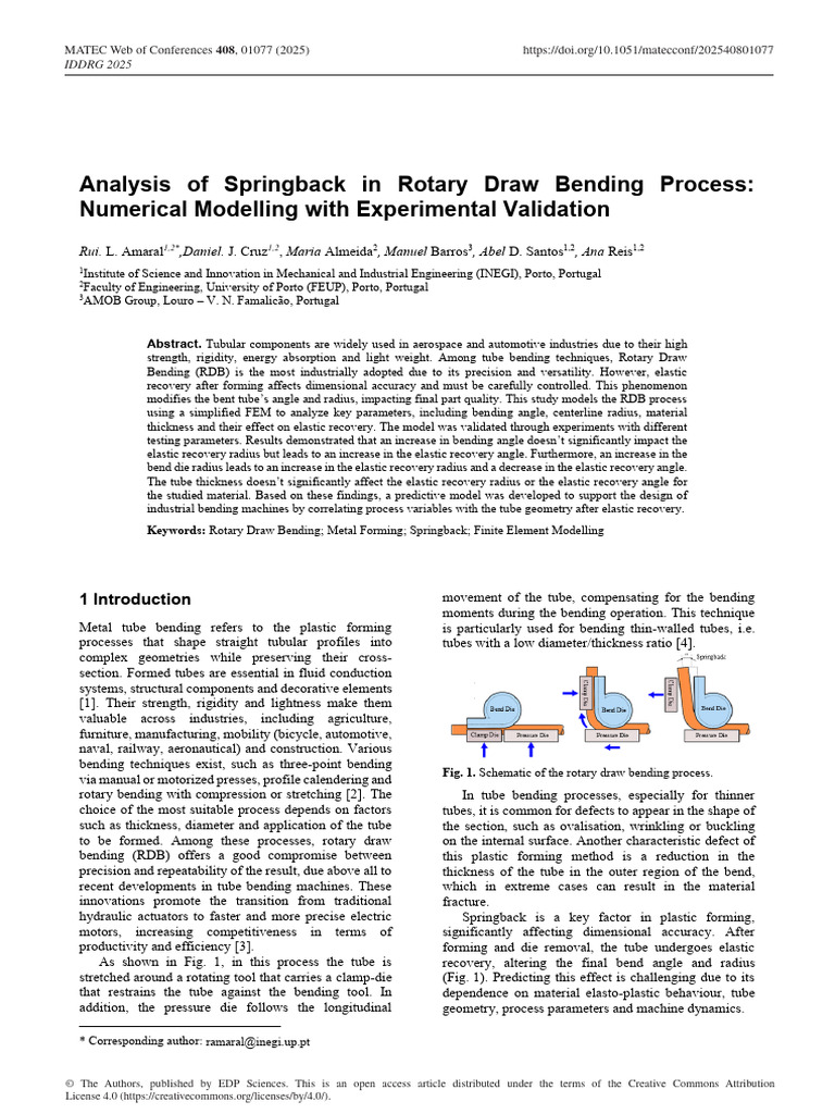 Springback Analysis in Rotary Draw Bending | PDF | Bending | Stress ...