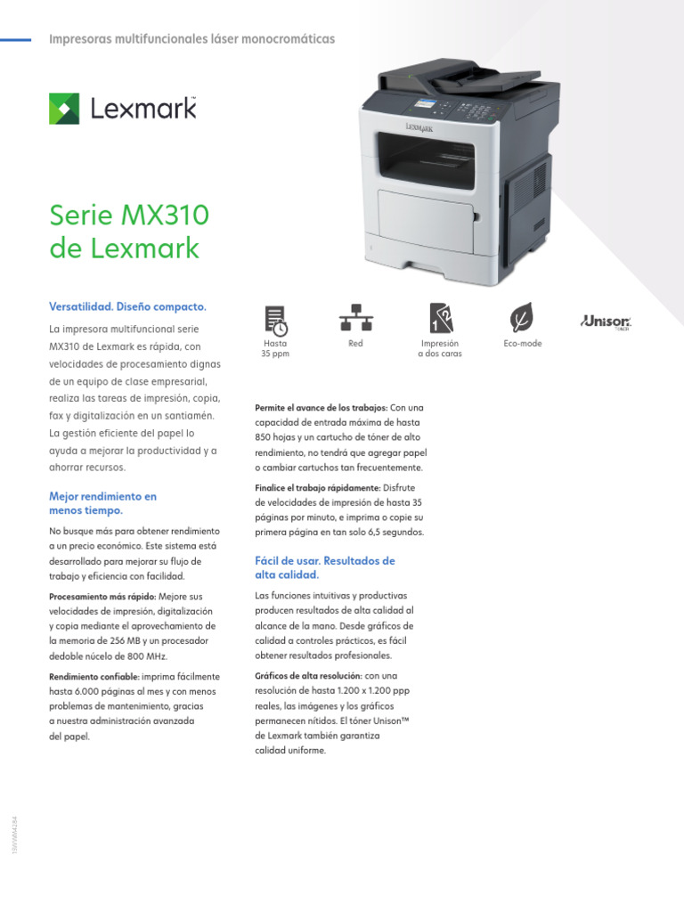 Lexmark MX310DN | PDF | Impresora (Computación) | Escáner de imagen