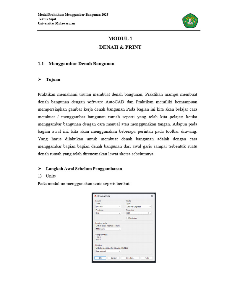 Modul 1 (Denah Dan Print) | PDF