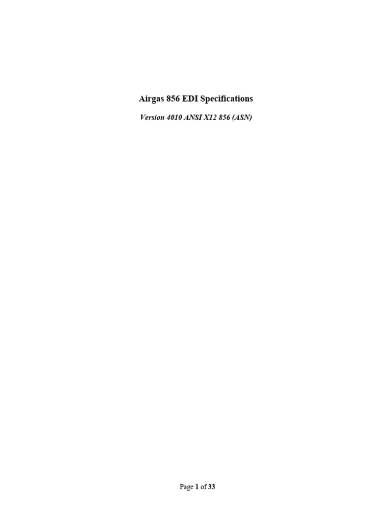 Air Gas National - Airgas 856 EDI Specifications | PDF