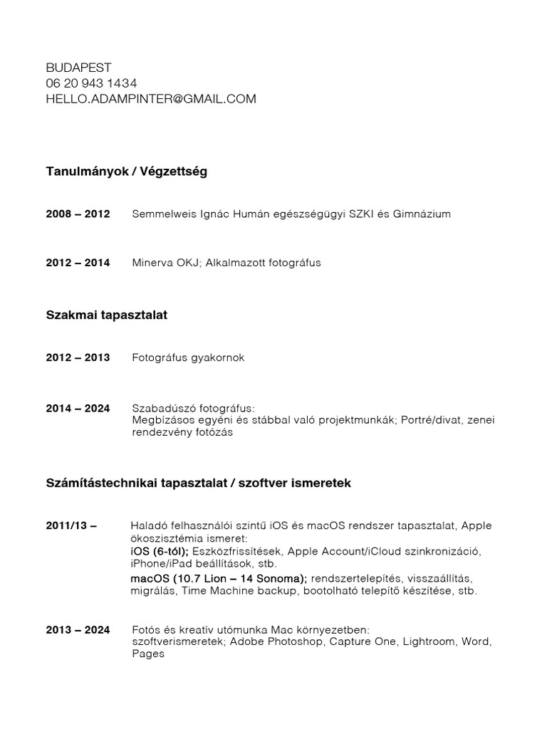 Pinter Adam CV 2025 | PDF