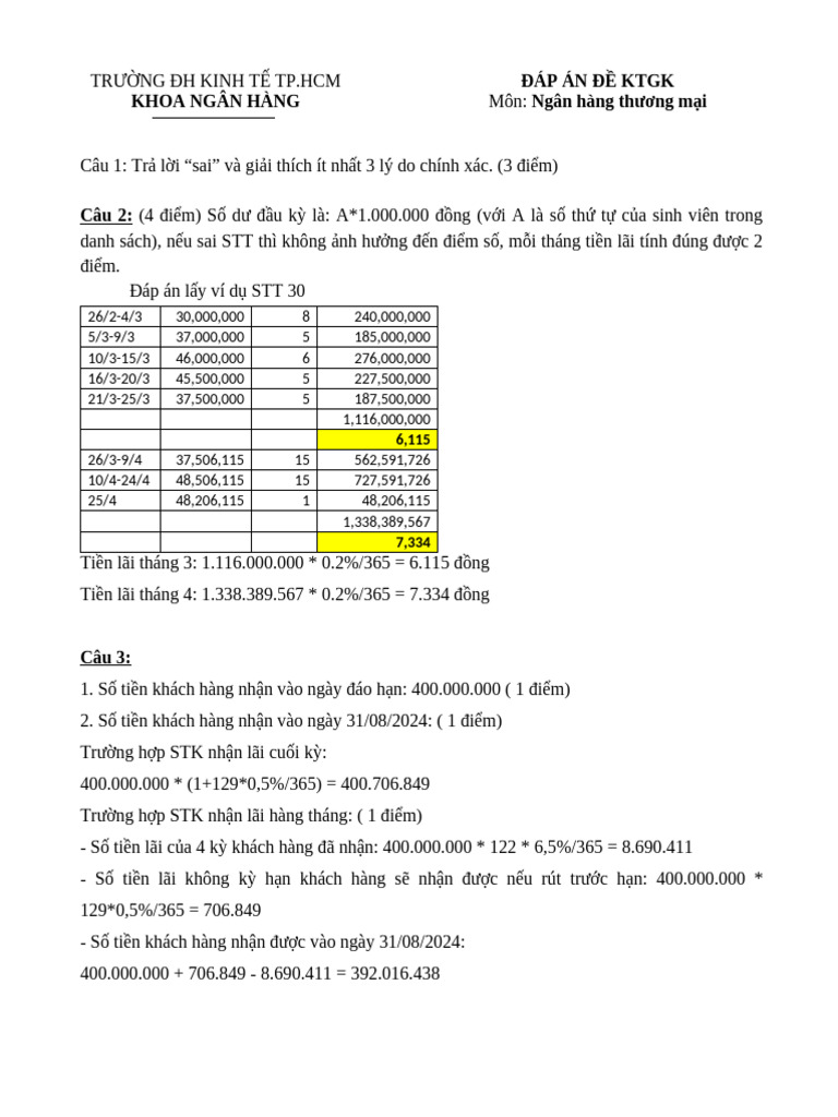 Dap An de Kiem Tra Giua Ky Tren LMS K49 | PDF