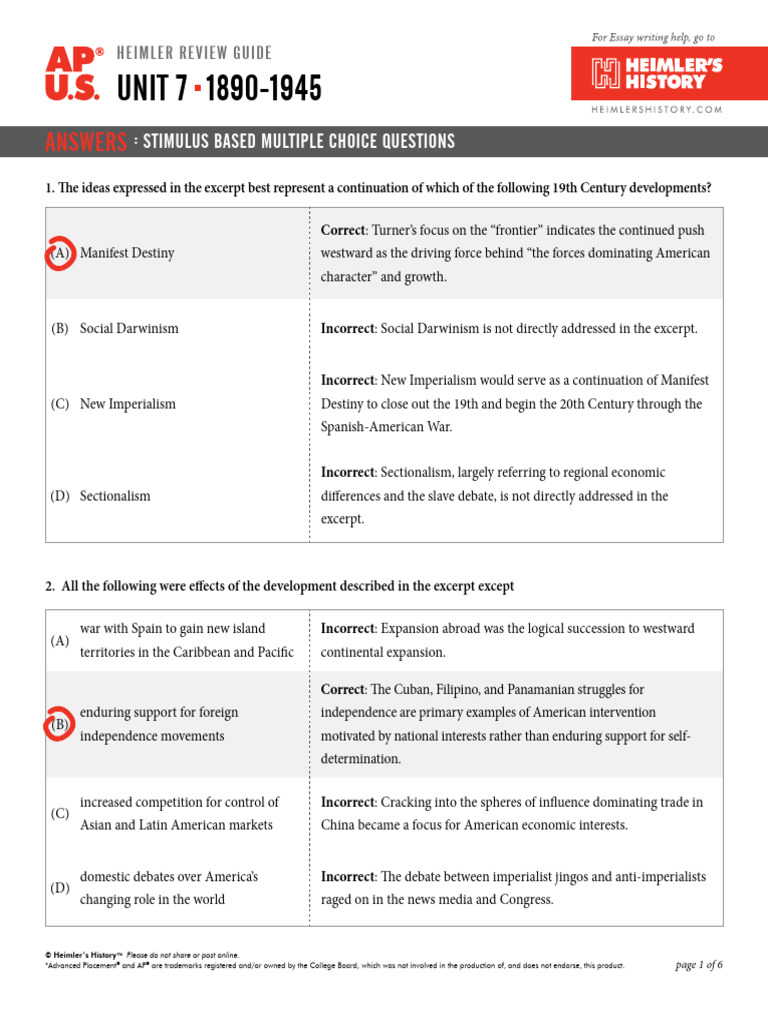 APUSH Unit 7 Review Guide: 1890-1945 | PDF | New Deal | Great Depression