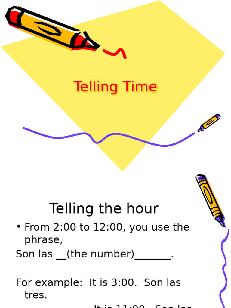 Telling Time in Spanish | PDF | Notation | Units Of Measurement