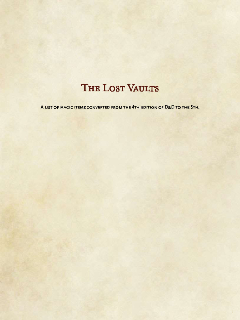 DND Lost Vaults 4E To 5E | PDF