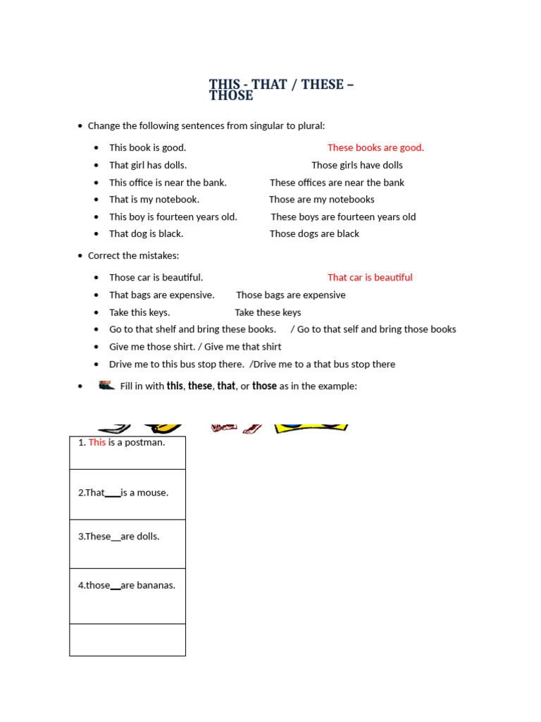 This That These Those Exercises | PDF