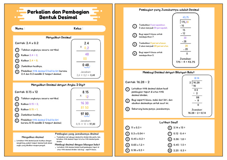 Perkalian Dan Pembagian Bentuk Desimal | PDF