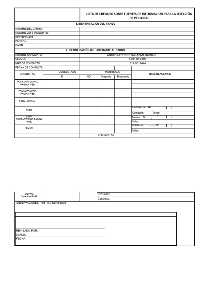 Formato de Chequeo | PDF
