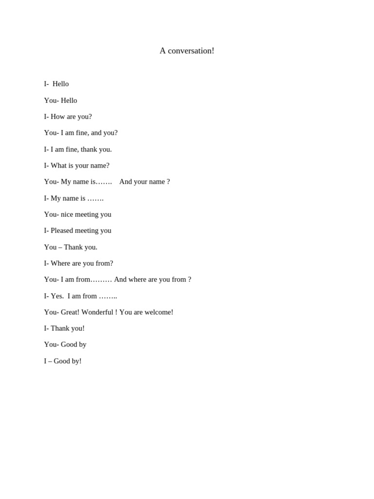 Basic Conversation Example | PDF