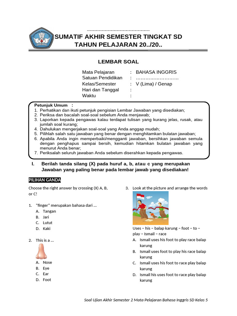Sas 2 Kelas 5 - B Inggris | PDF