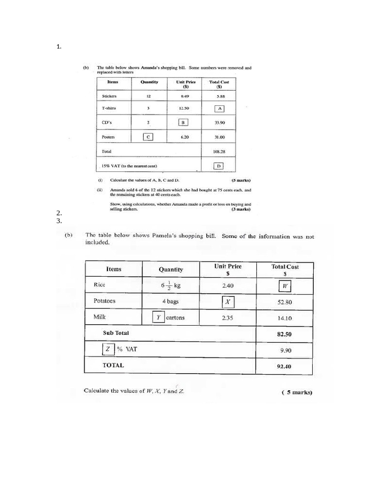 Consumer Arithmetic Worksheet | PDF