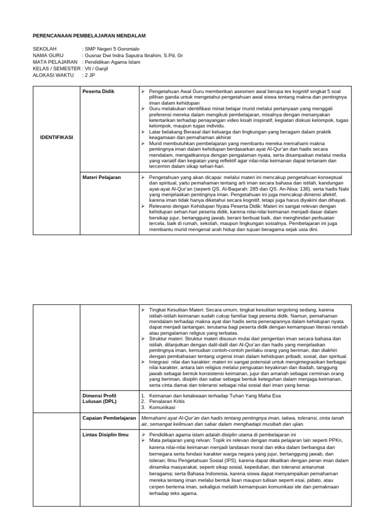 Contoh Modul Ajar Deep Learning | PDF