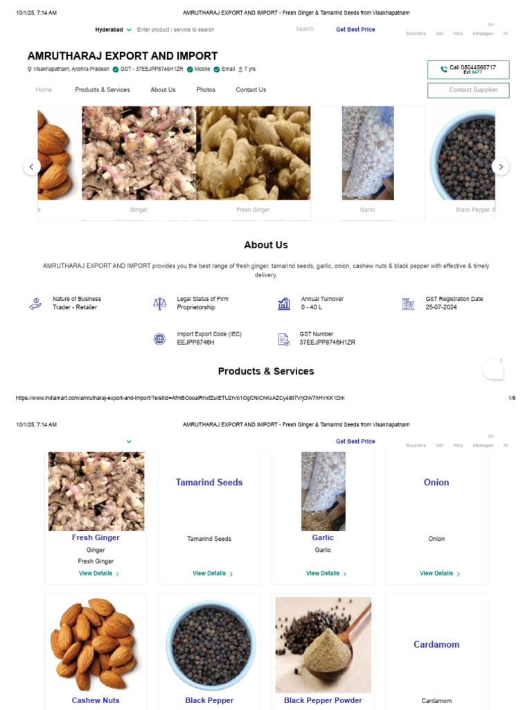 Amrutharaj Export: Fresh Spices & Nuts | PDF | Ginger | Asian Cuisine