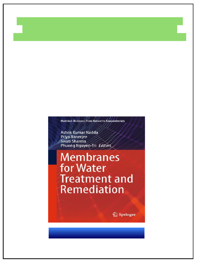 Membranes For Water Treatment and Remediation 1st Edition Ashok Kumar ...