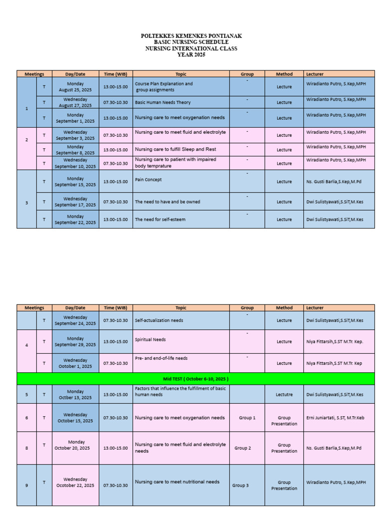 Basic Nursing Learning Plan 2025 | PDF | Health Care | Psychological ...